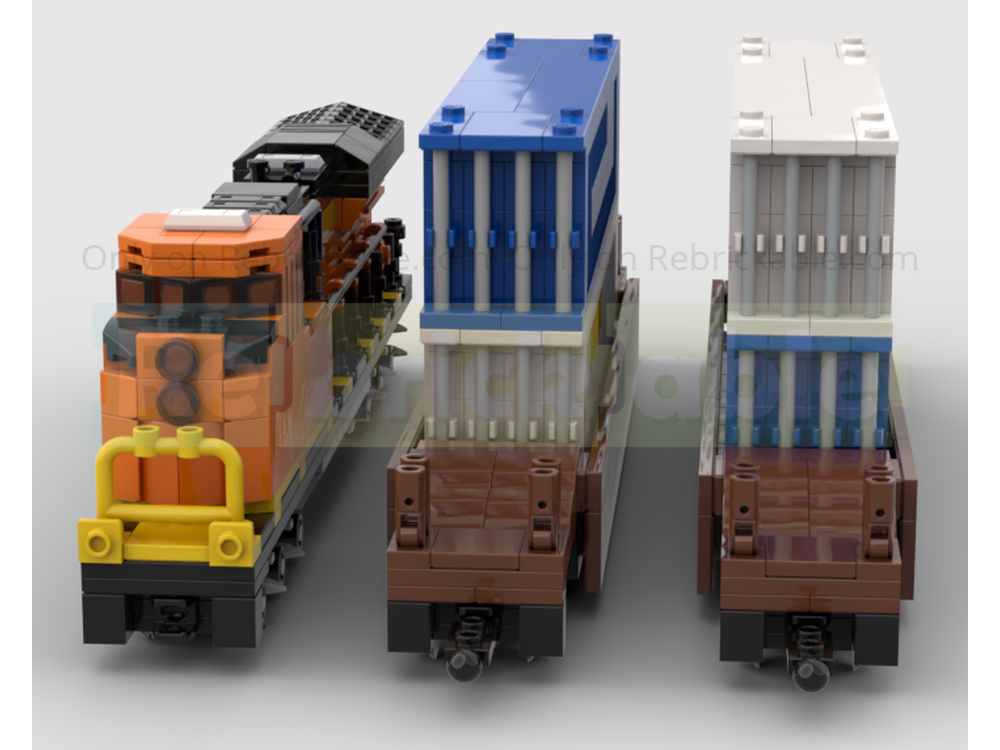 LEGO MOC-215001 4-Wide BNSF Container Freight Train Pack - Diesel ...