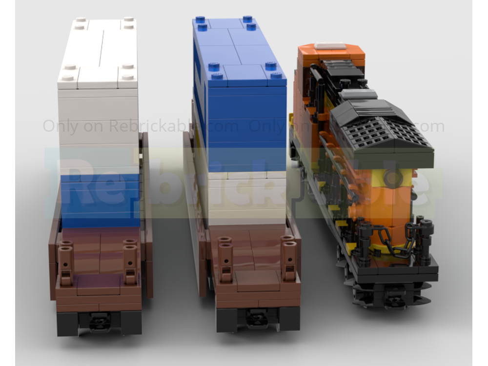 LEGO MOC 4-Wide BNSF Container Freight Train Pack - Diesel Locomotive ...