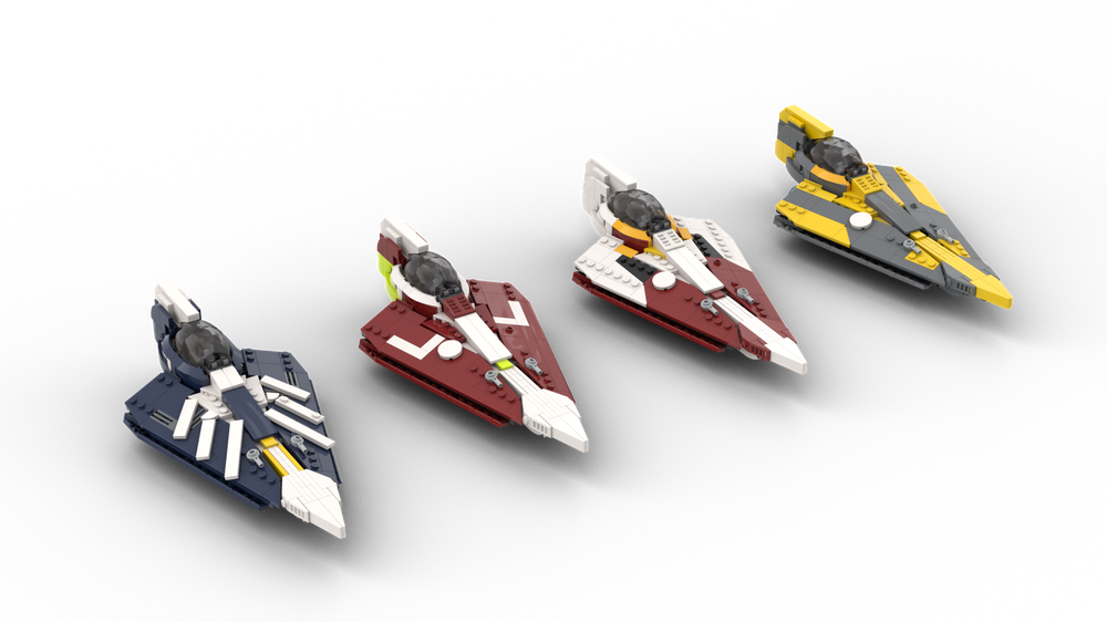 LEGO MOC-216355 SW Jed Delta 7 starfighters in 4 colours (Plo Koon ...