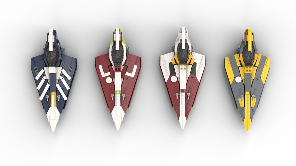 LEGO MOC-216355 SW Jed Delta 7 starfighters in 4 colours (Plo Koon ...