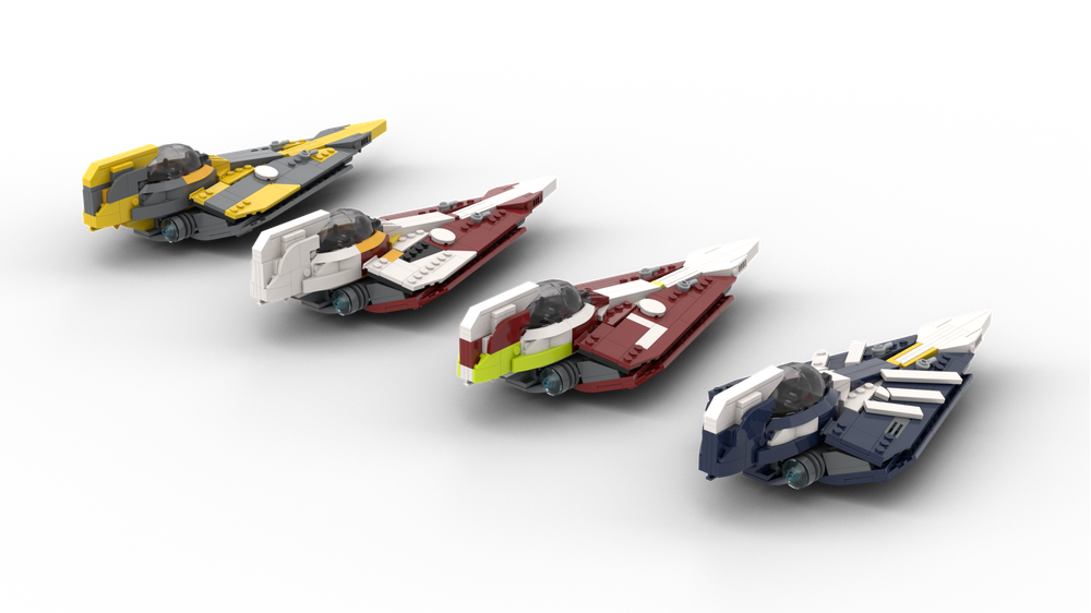 LEGO MOC-216355 SW Jed Delta 7 starfighters in 4 colours (Plo Koon ...