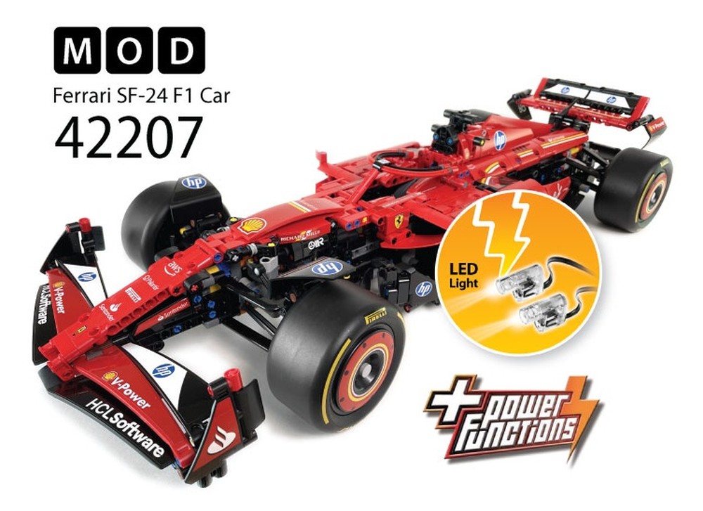 LEGO MOC 42207 페라리 SF-24 F1 Car RC MOD for Power Function Motors & LED ...