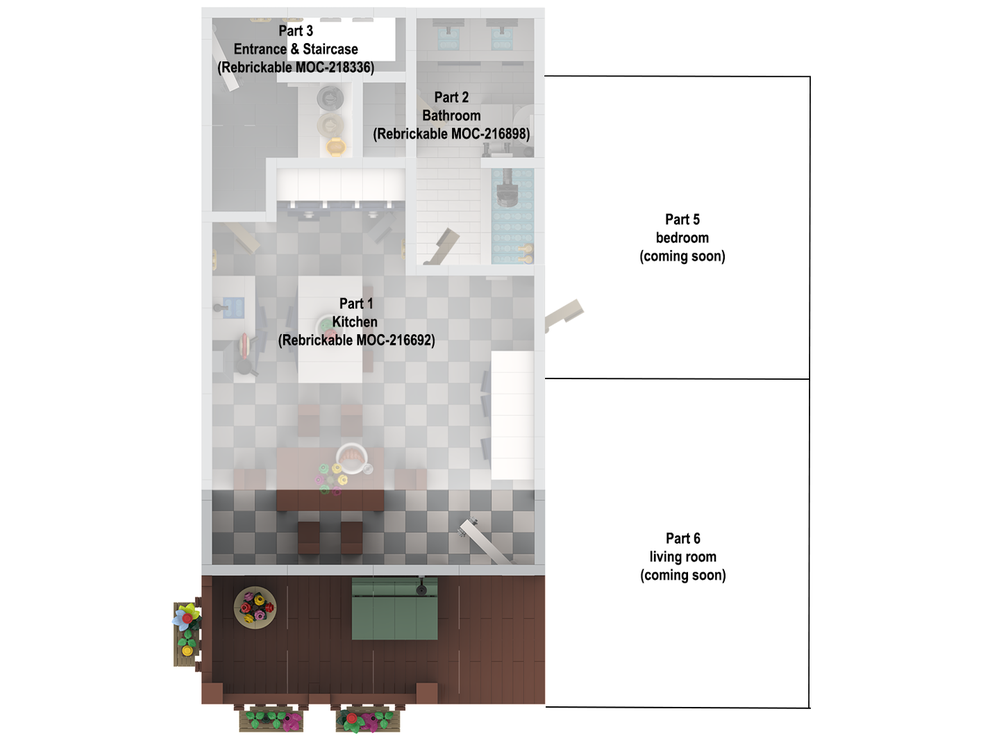 LEGO MOC Bungalow part 4 - Front porch by emixam2 | Rebrickable - Build ...