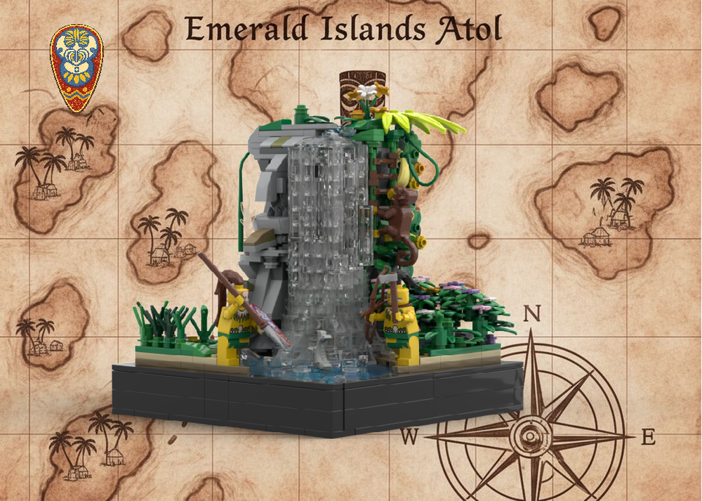 LEGO MOC 🗿 CARVED GOD WATERFALL - Sacred Islanders Shrine with Ritual ...