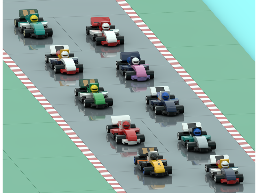 LEGO MOC-220000 Formula 1 microscale peloton 2025 / starting grid cars ...