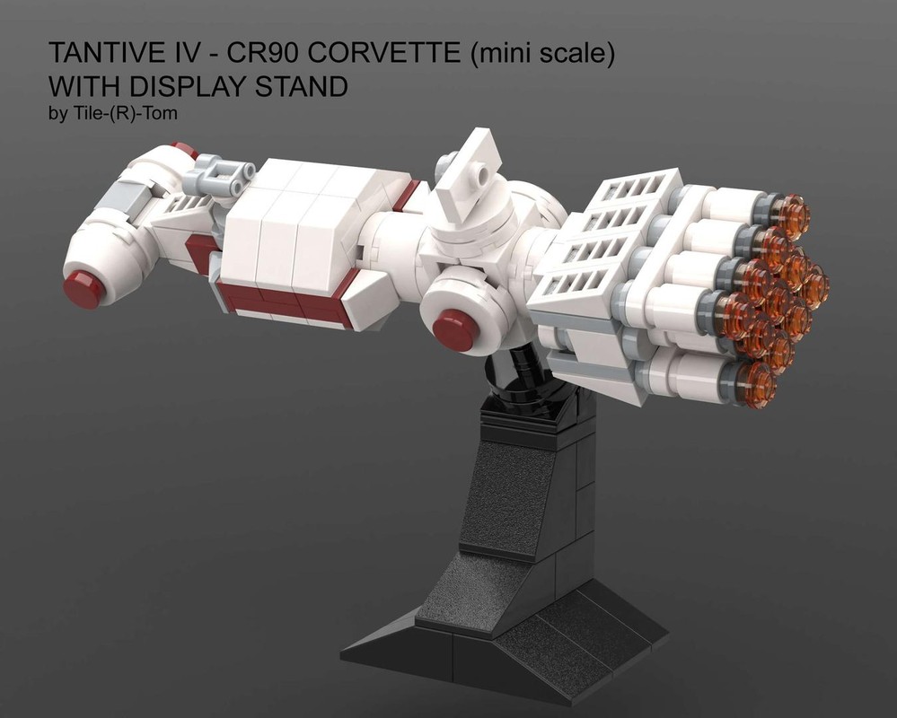 LEGO MOC Mini CR-90 Tantive IV Rebel Blockade Runner with display stand ...