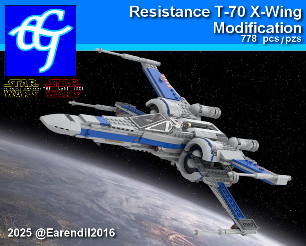 LEGO MOC Resistance T-70 Starfighter Mod by Earendil2016 | Rebrickable ...