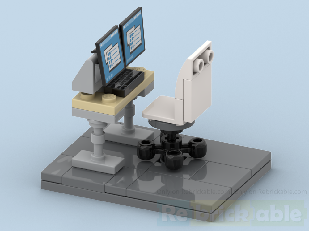 LEGO MOC-222294 Minifig-scale Desk & Chair by toomanybees | Rebrickable ...
