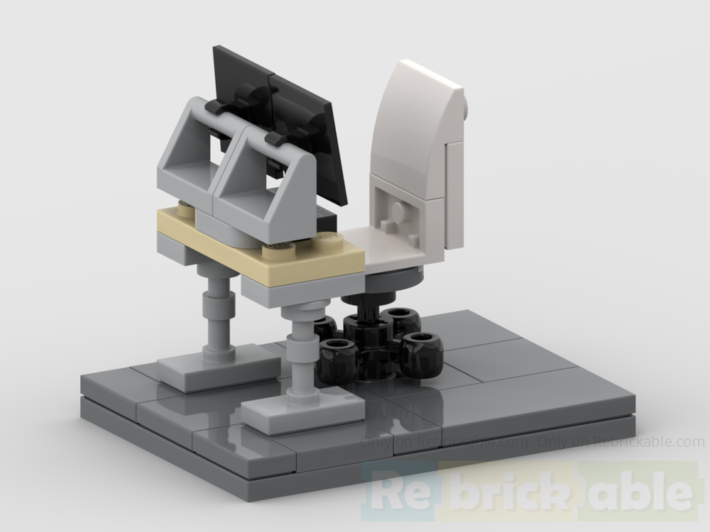 LEGO MOC Minifig-scale Desk & Chair by toomanybees | Rebrickable ...