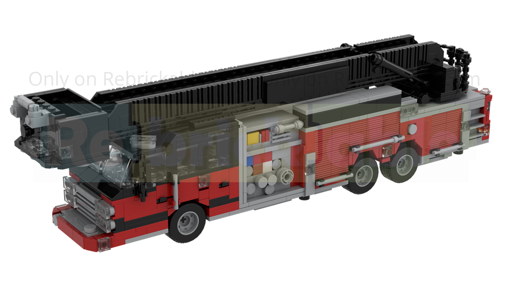 LEGO MOC Fire Department Rear Mount Tower Truck by brickdefense | Rebrickable - Build with LEGO