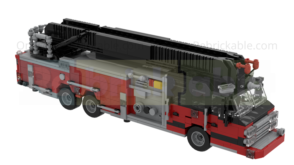 LEGO MOC Fire Department Rear Mount Ladder Truck by brickdefense | Rebrickable - Build with LEGO