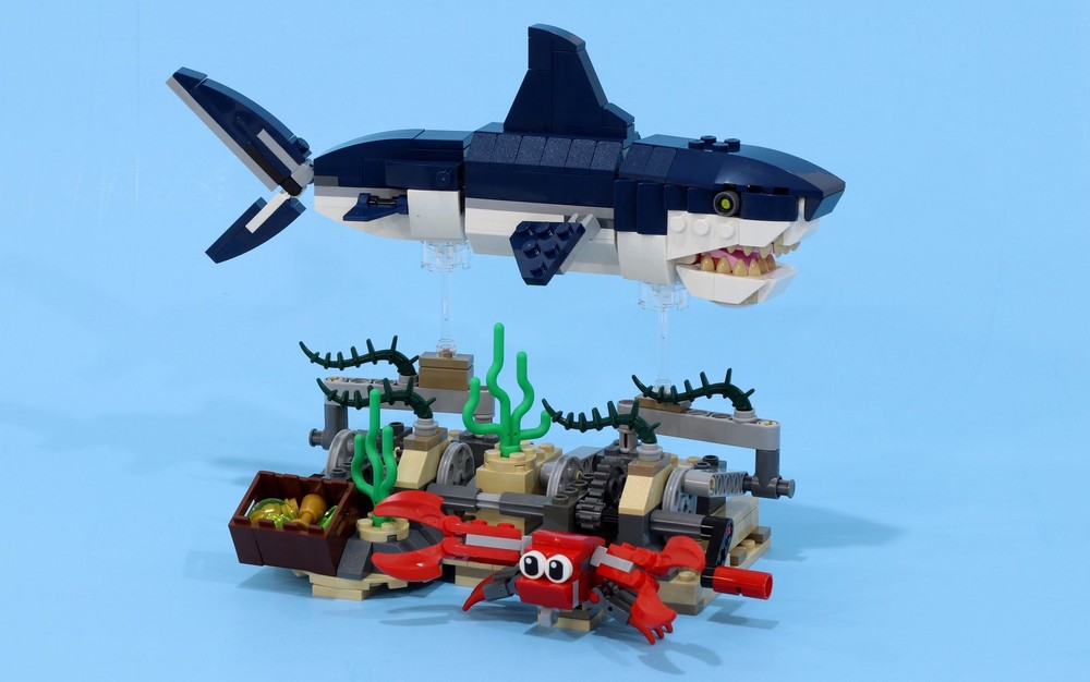 LEGO MOC Deep Sea Creatures Swimming Shark Stand by JKBrickworks ...