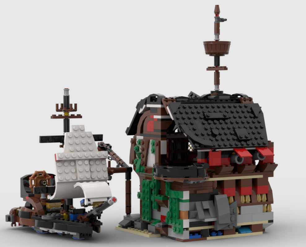 LEGO MOC Pirate tavern - black balcony by eskymak | Rebrickable - Build ...