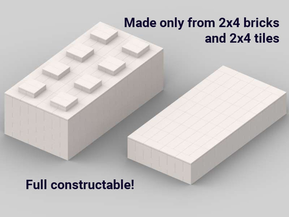 LEGO MOC-224097 Large Lego Brick and Tile 2x4 made only from 2x4 bricks ...