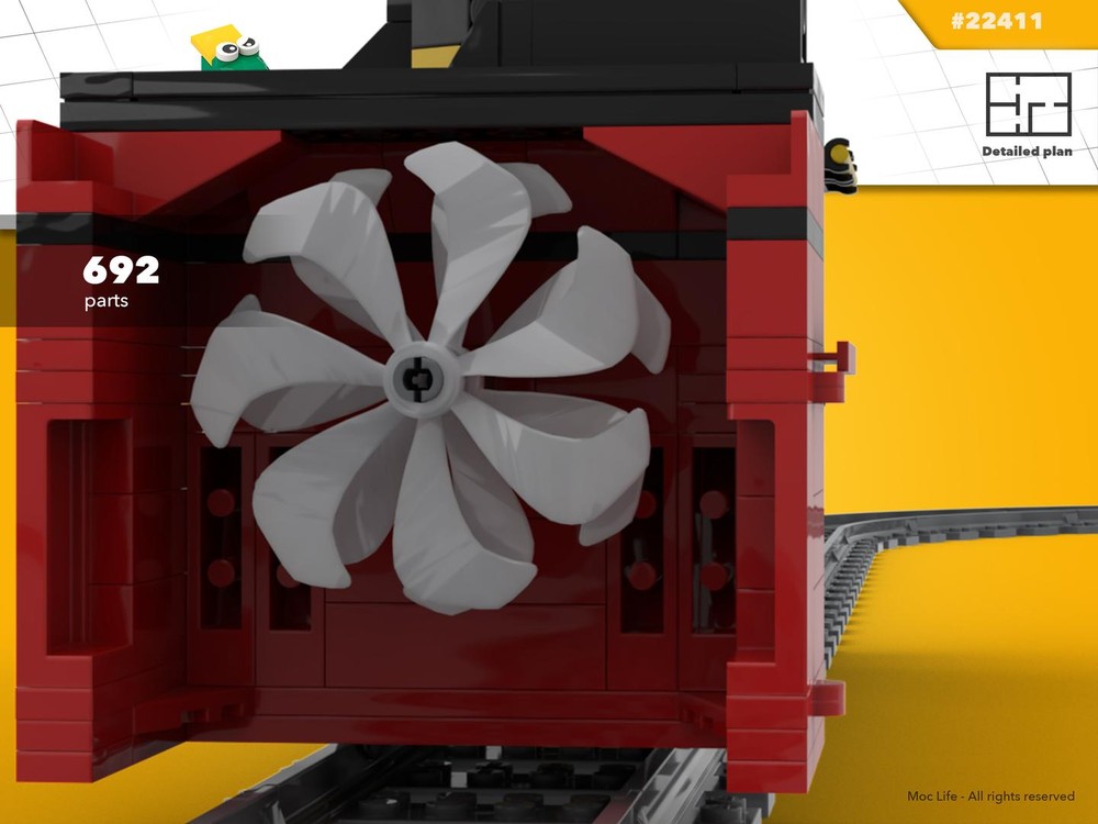 Lego Moc Train Engine With Snowblower By Moclife Rebrickable Build
