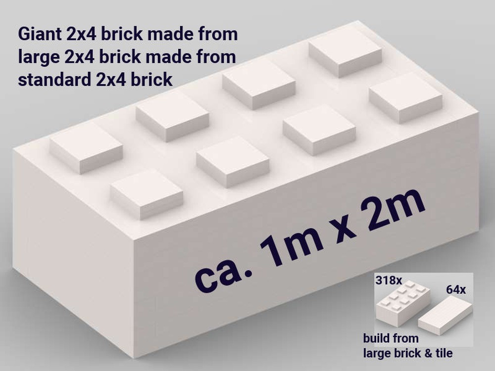 LEGO MOC Giant Lego Brick of Large Bricks made only from 2x4 bricks and ...