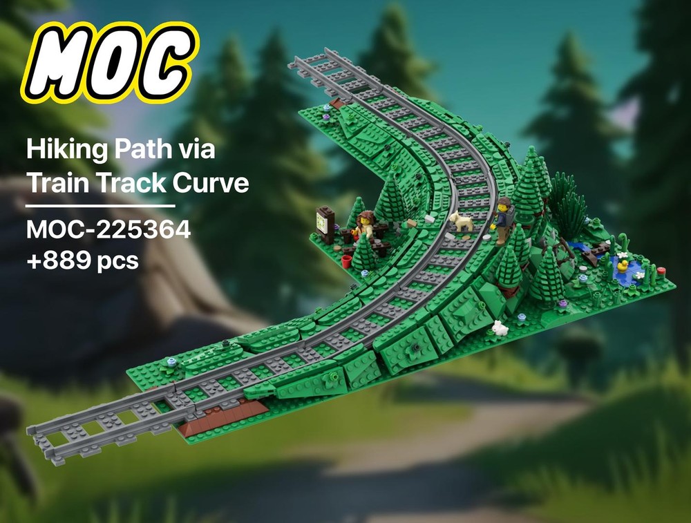 LEGO MOC-225364 Hiking Path via Train Track Curve | Banked Train Track ...