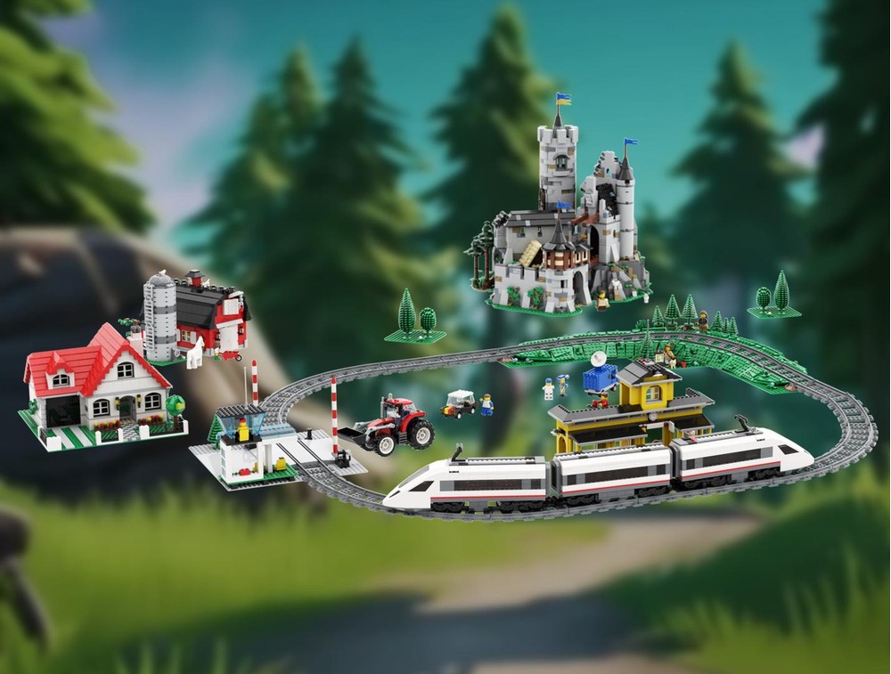 LEGO MOC Hiking Path via Train Track Curve | Banked Train Track ...