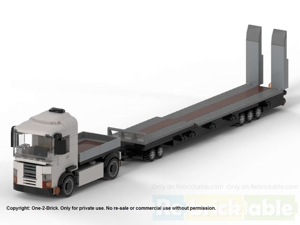 LEGO MOC Tractor with Lowboy Trailer (Minifigure Scale) by ONE-2-BRICK ...