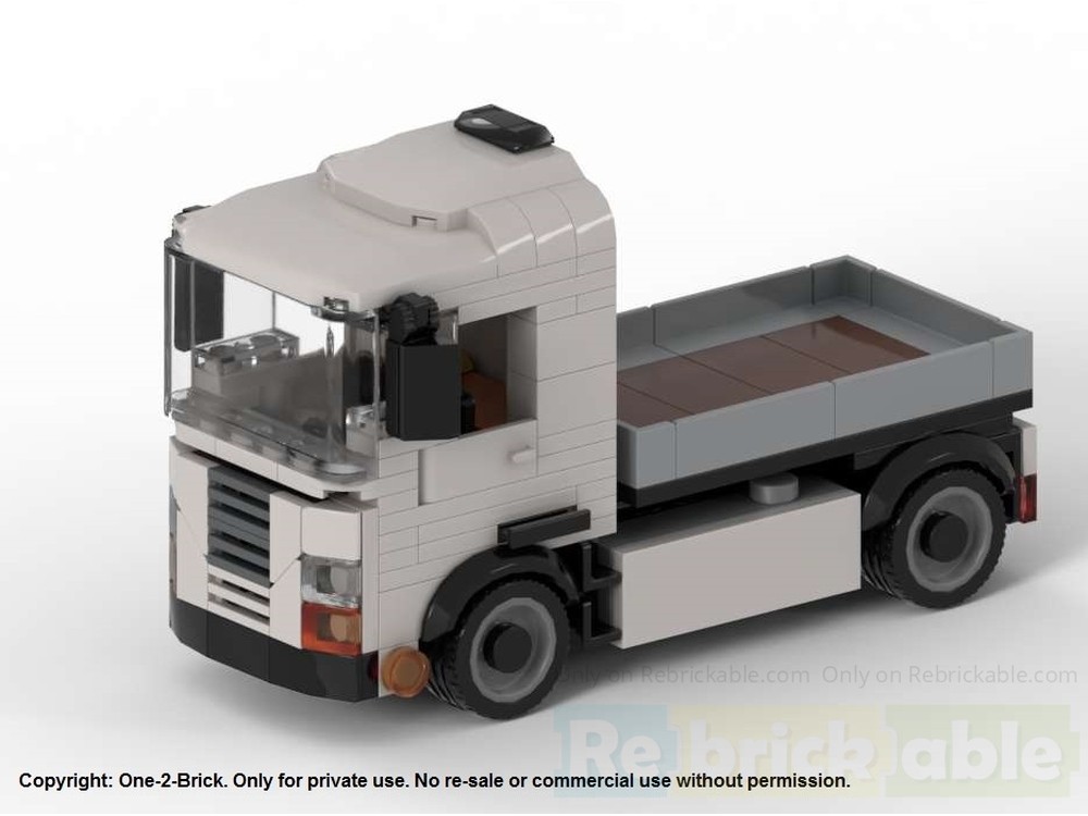 LEGO MOC Tractor with Lowboy Trailer (Minifigure Scale) by ONE-2-BRICK ...