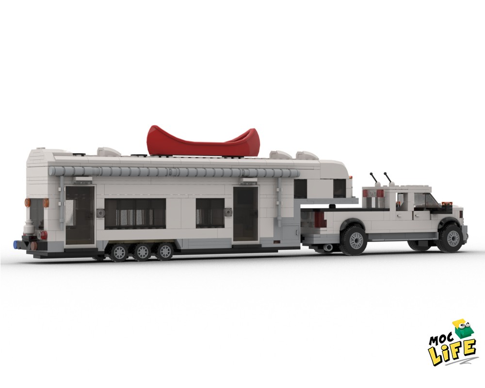 LEGO MOC Ram 1500 quad cab long bed with camping fifth wheels by ...