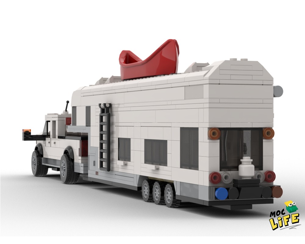 LEGO MOC Ram 1500 quad cab long bed with camping fifth wheels by ...