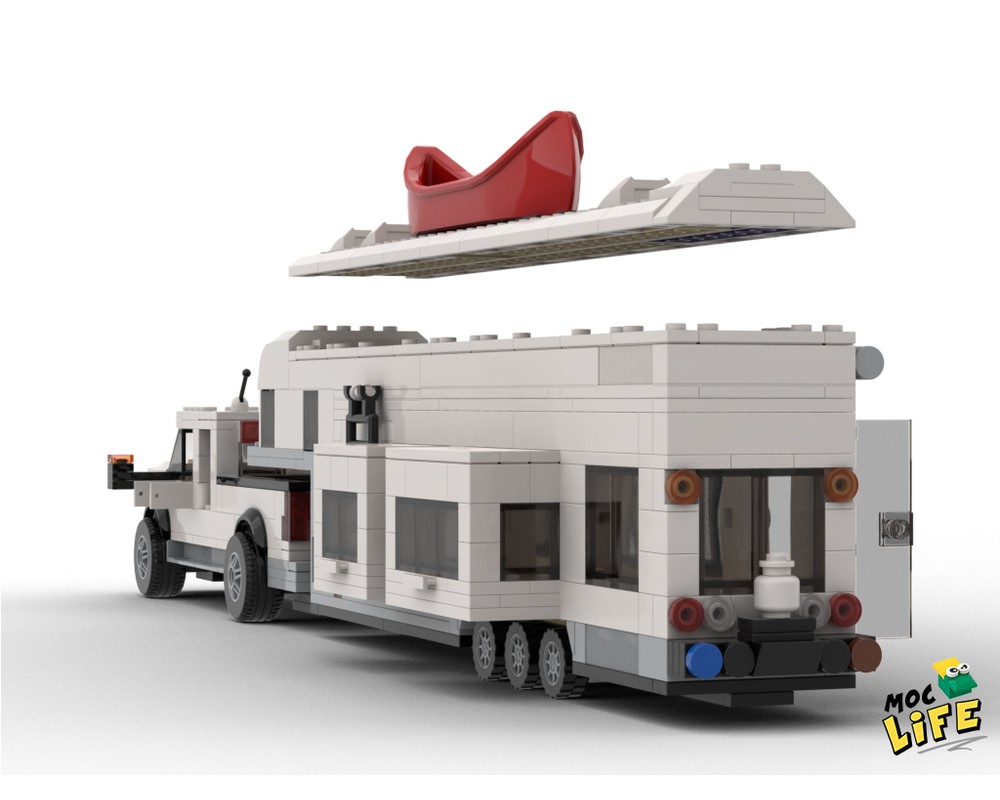 LEGO MOC Ram 1500 quad cab long bed with camping fifth wheels by ...