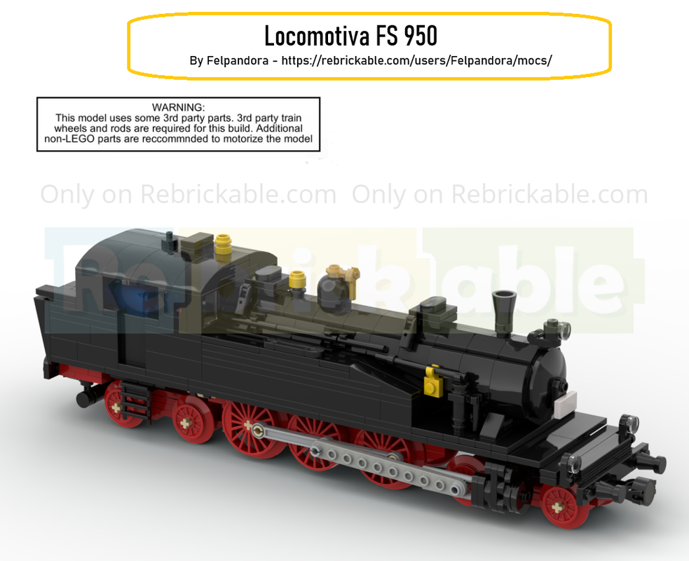 LEGO MOC Locomotiva FS 950 by Felpandora | Rebrickable - Build with LEGO