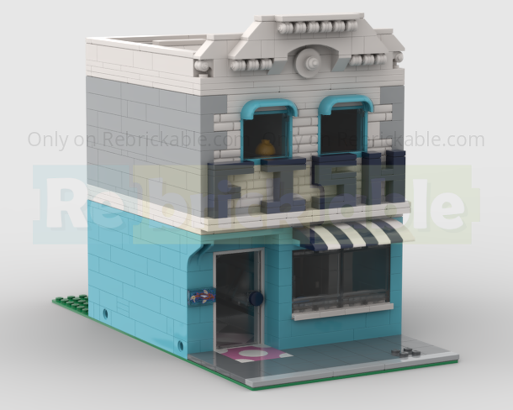 LEGO MOC Fish Shop and Apartment (Fishmonger) Modular Building Half ...