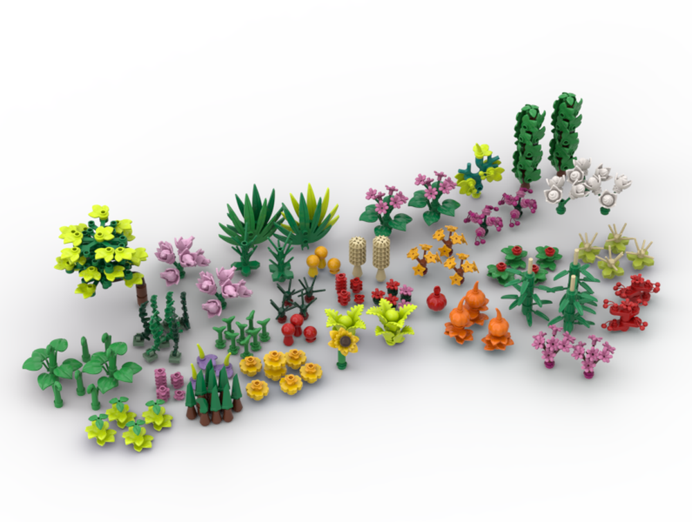 LEGO MOC Botanical garden pack with 33 flowers and plants (city scale ...