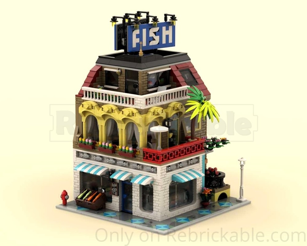 LEGO MOC Corner Fish Shop by Albox82 | Rebrickable - Build with LEGO