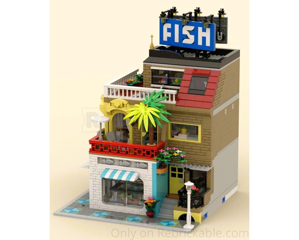 LEGO MOC-229853 Corner Fish Shop by Albox82 | Rebrickable - Build with LEGO
