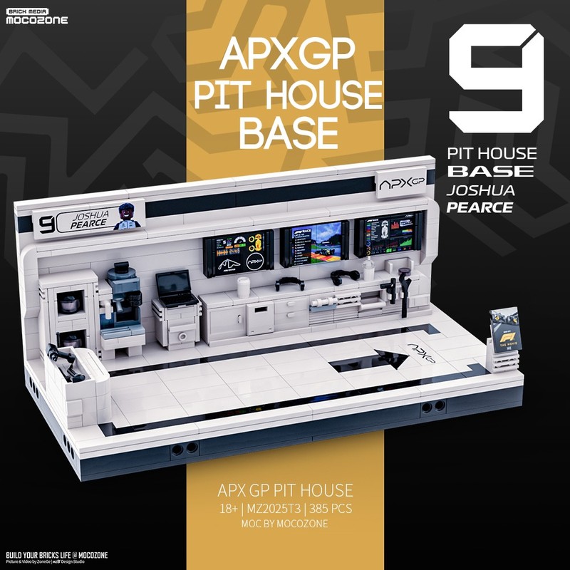 LEGO MOC APX GP F1 Pit House Show Base Pit Box No.9 by mocozone | Rebrickable - Build with LEGO