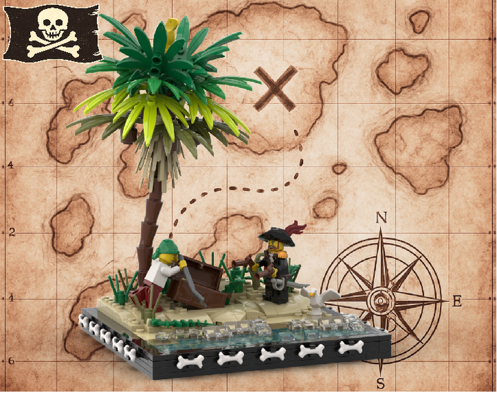 LEGO MOC-231702 Treasure Dig Scene - Pirates, Palm Tree & Buried Gold ...