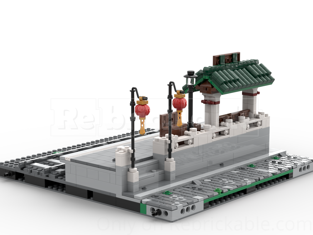 LEGO MOC-231821 modular trainstation side entrance with covered bench ...
