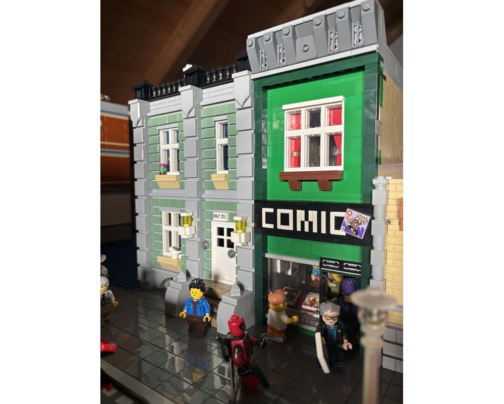 LEGO MOC Town House with Android Dungeon Comic Shop - Modular Building ...