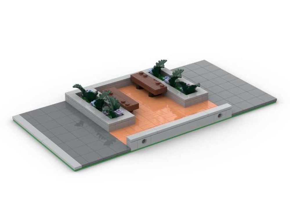 LEGO MOC-232609 Sidewalk with seating and planters by secondmessybrick ...