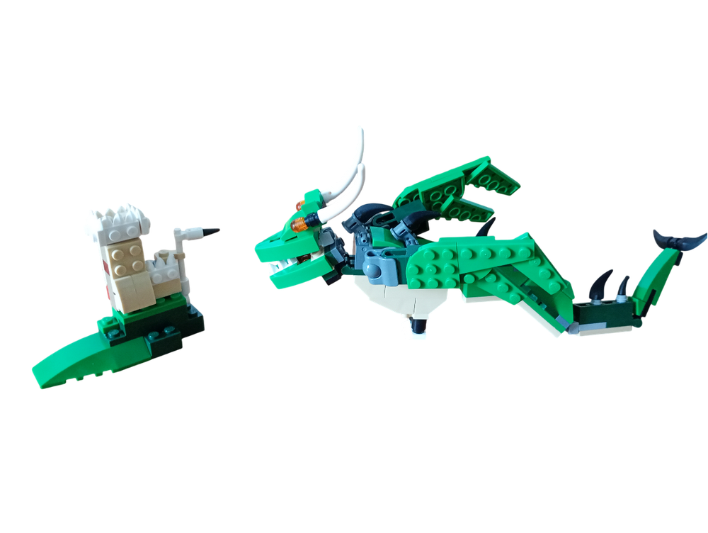 LEGO MOC Dragon and microscale tower by merdeuxd2 | Rebrickable - Build ...