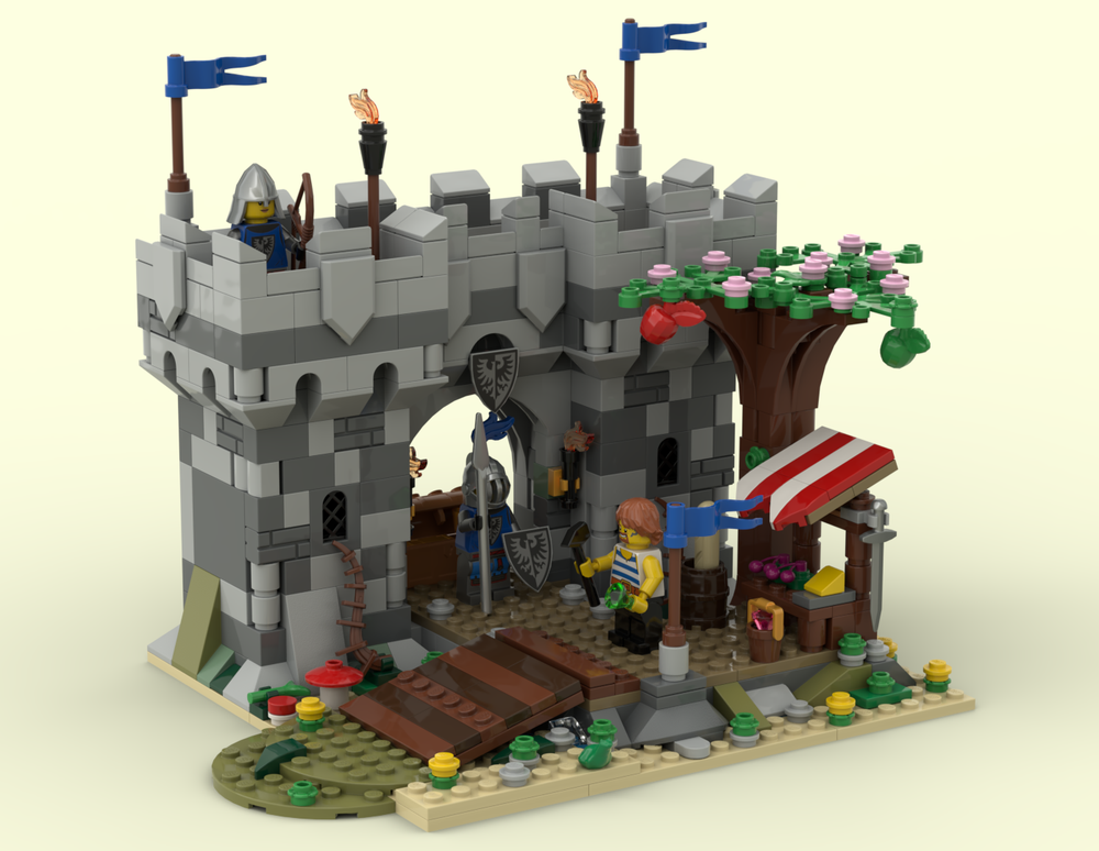 LEGO MOC Gate with Market by maik224 | Rebrickable - Build with LEGO