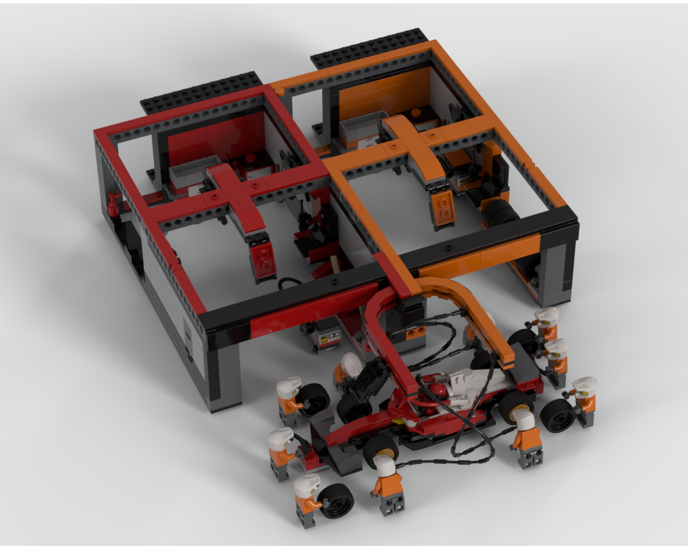 LEGO MOC 60443 v3MOC (SF25 Monza F1 race car with F1 Garage + Pit-Stop ...