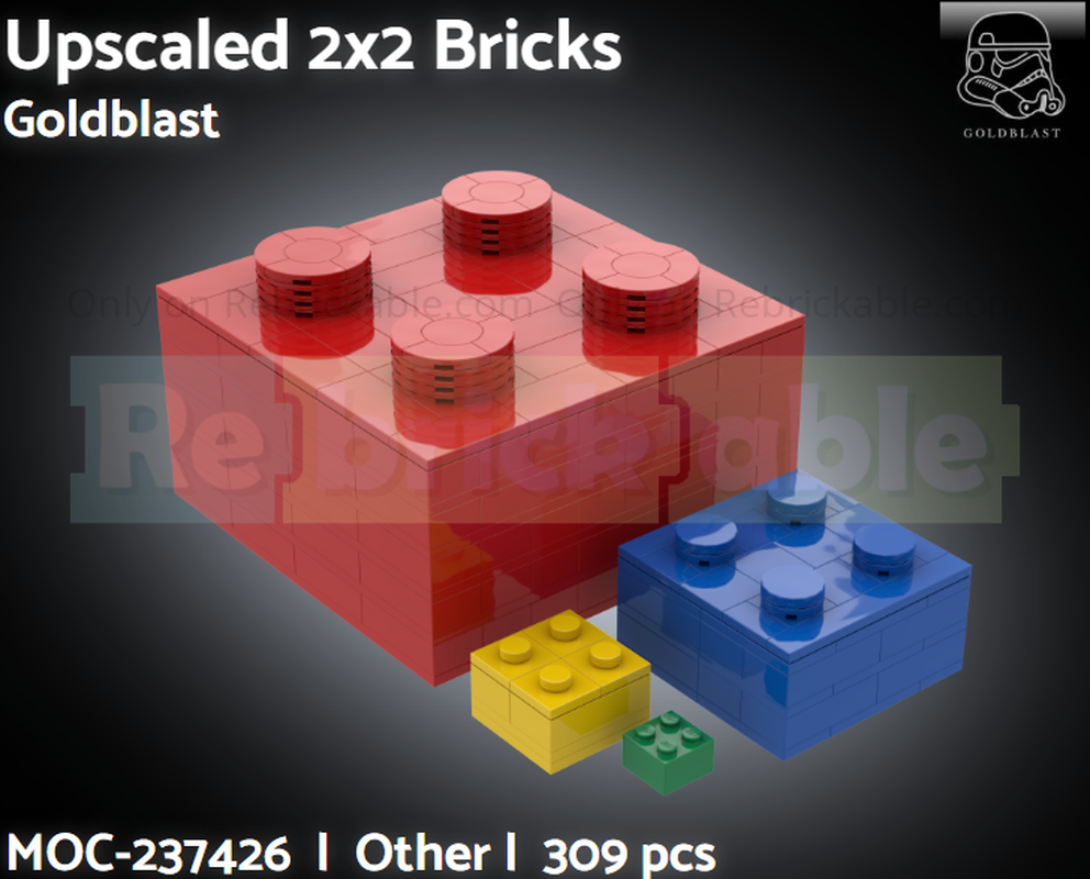 LEGO MOC-237426 Upscaled 2x2 Bricks by Goldblast | Rebrickable - Build ...