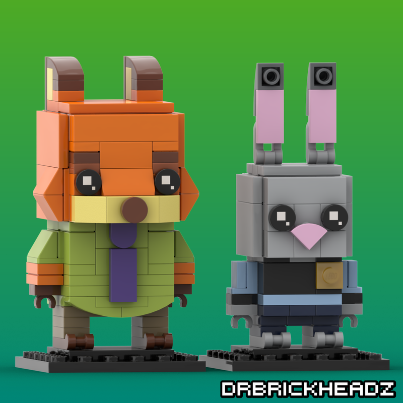 LEGO MOC Nick Wilde + Judy Hopps (Zootopia) Brickheadz by DrBrickheadz ...