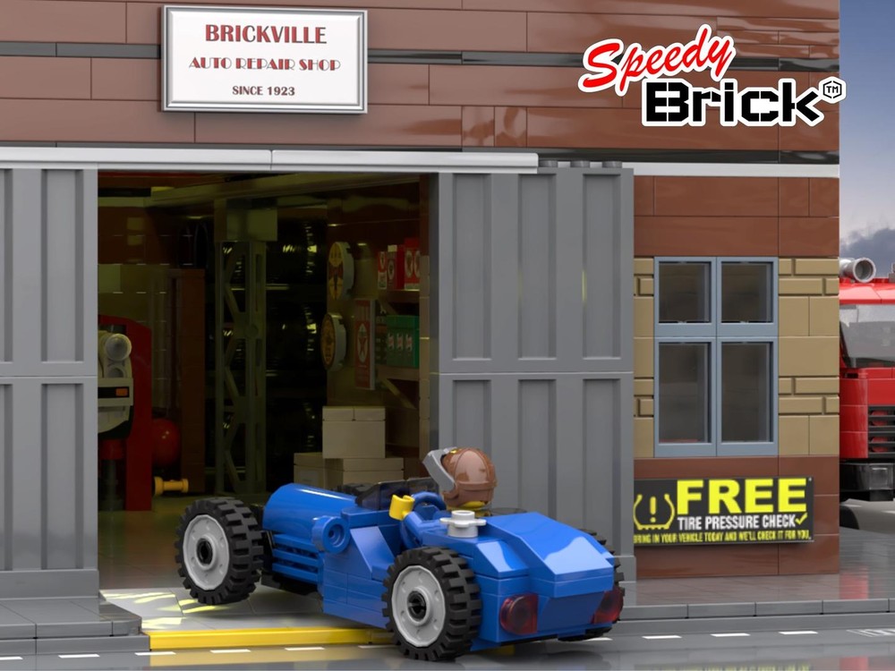 LEGO MOC Retro auto workshop by SpeedyBrick_2 | Rebrickable - Build with LEGO