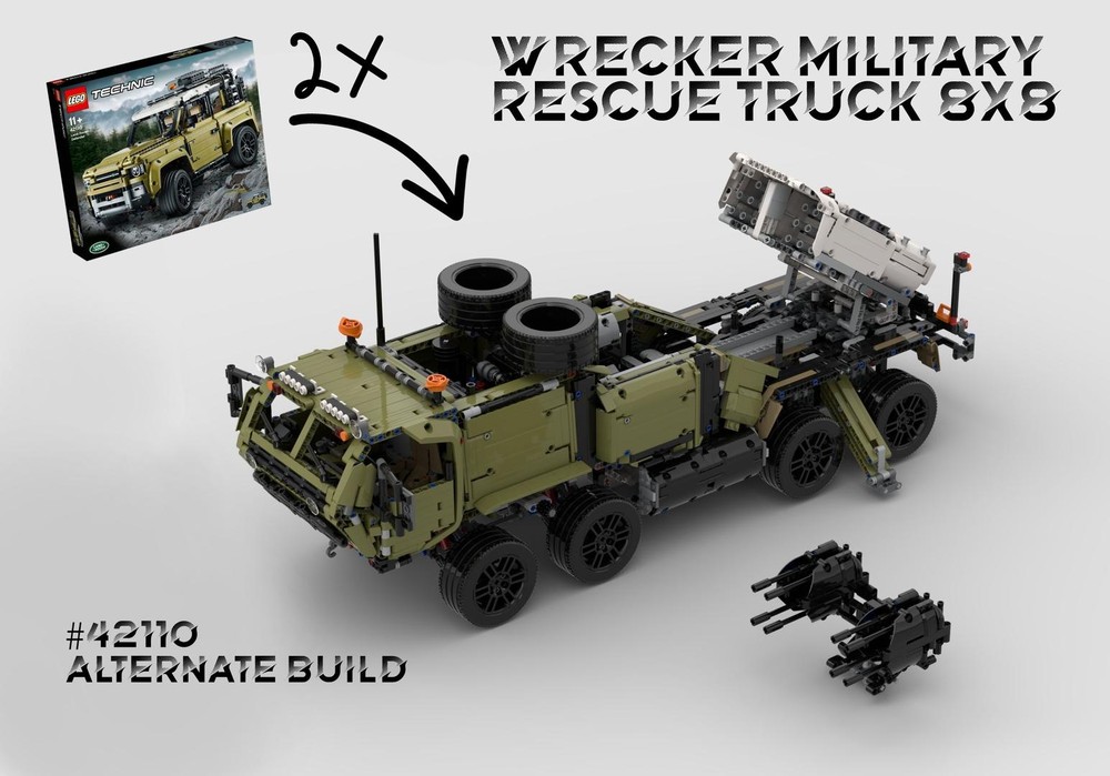 LEGO MOC 42110 Wrecker Military Rescue Truck 8x8 - LEGO Technic Land Rover Defender Alt Build ...