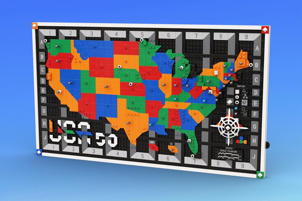 LEGO MOC-244311 Retro Travel Pin Map - USA 50📍🗺️ by myBRICKstate ...