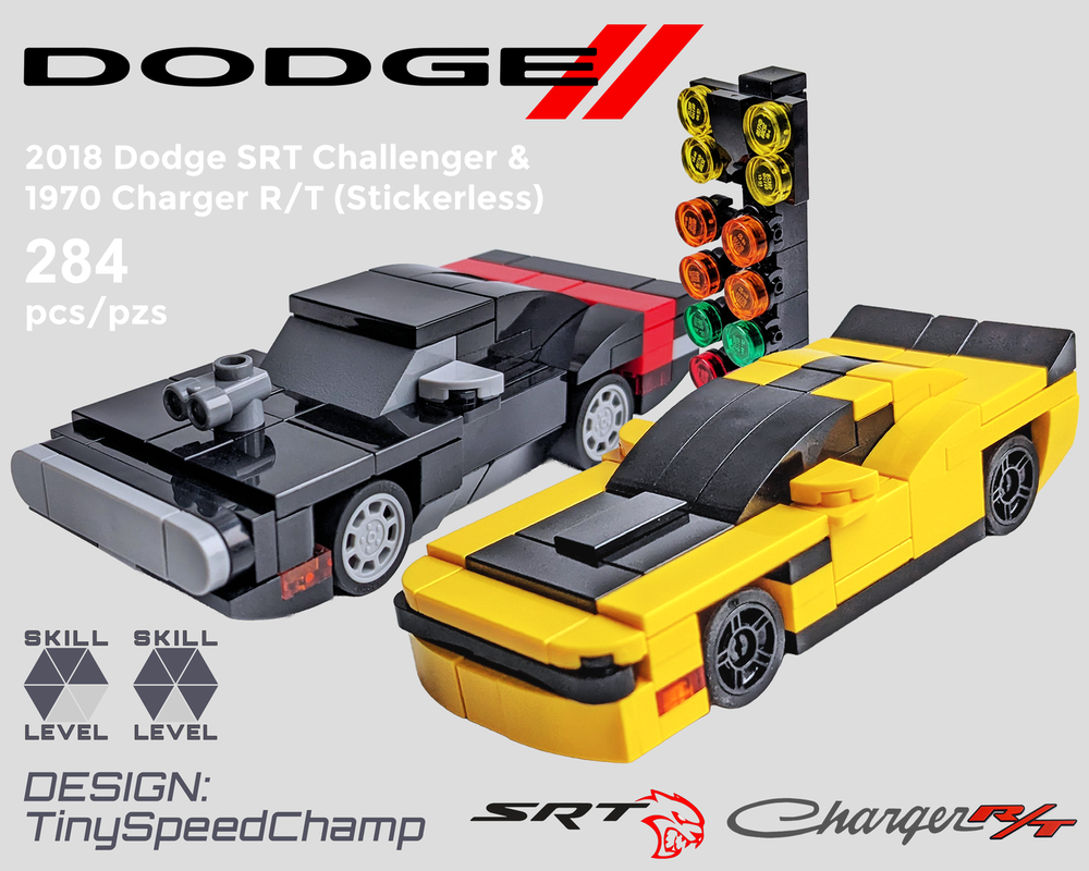 LEGO MOC-244447 Tiny Dodge SRT Challenger (2018) & Charger R/T (1970 ...