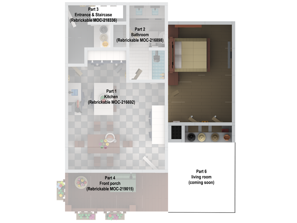 LEGO MOC Bungalow part 5 - Bedroom by emixam2 | Rebrickable - Build ...