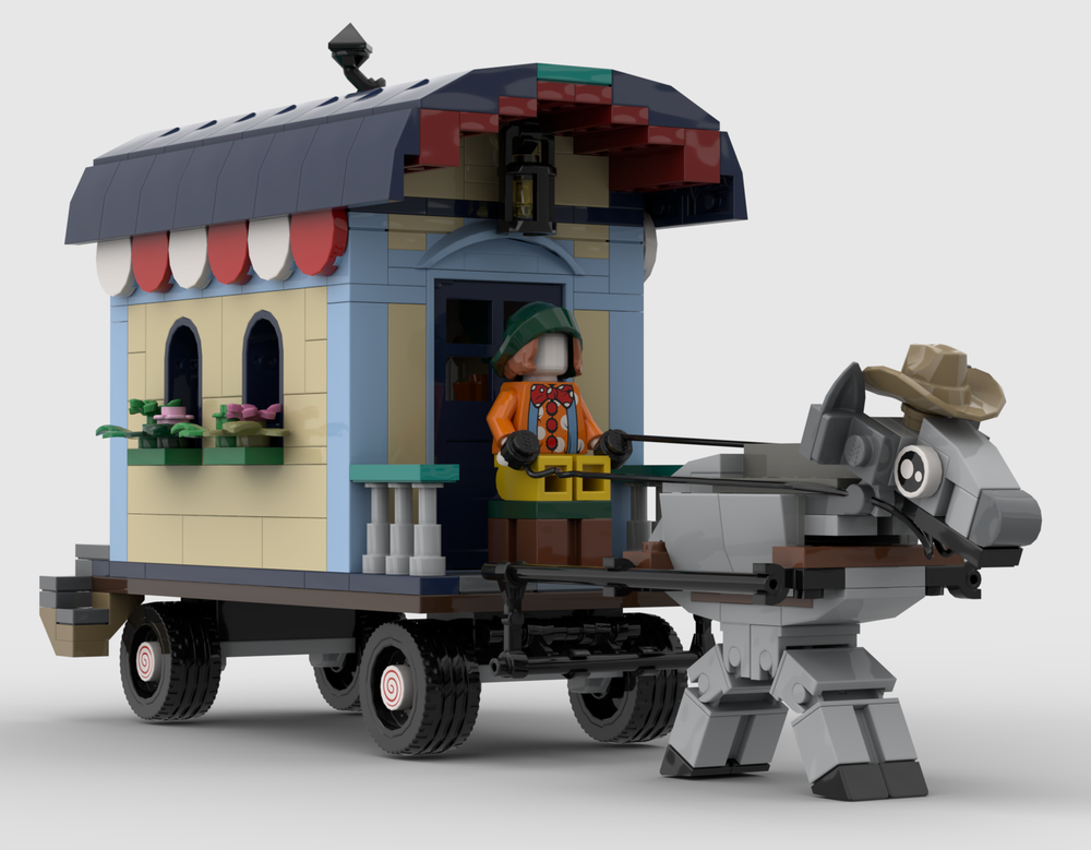LEGO MOC Gypsy Wagon with Donkey by Brtdm | Rebrickable - Build with LEGO