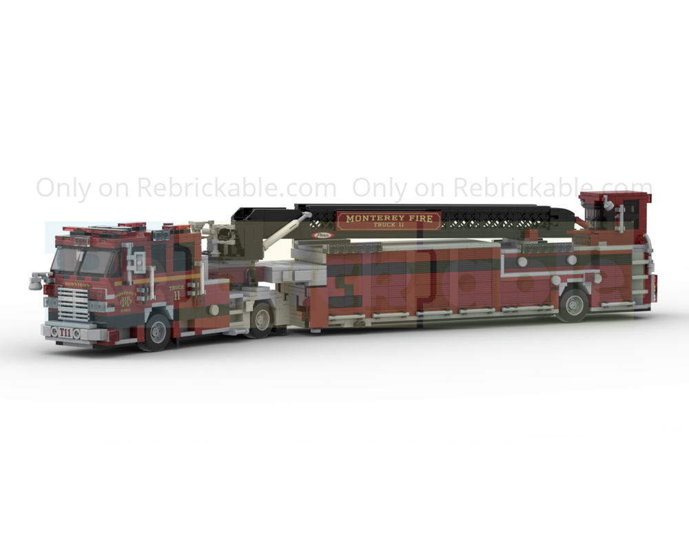 LEGO MOC-251412 2025 Pierce Enforcer Tiller Ladder Fire Truck Monterey ...