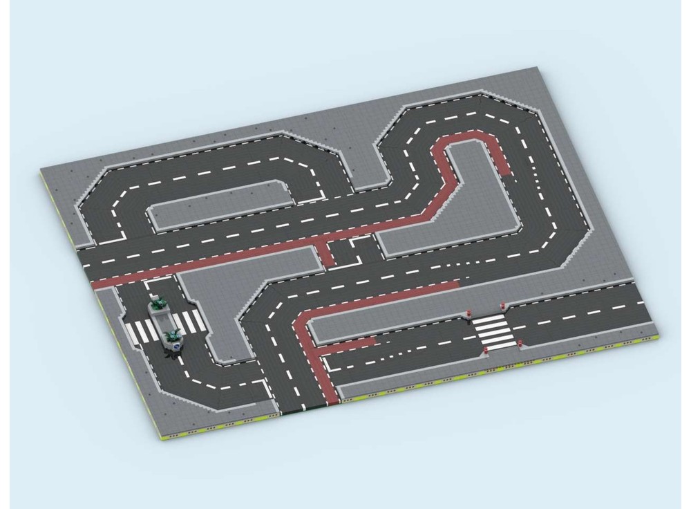 LEGO MOC MILS Road Curve 20 Studs Wide with Bike Path an the near Side ...